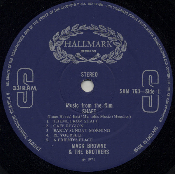 Isaac Hayes' Music From The Movie Shaft by Mack Browne & The Brothers ...