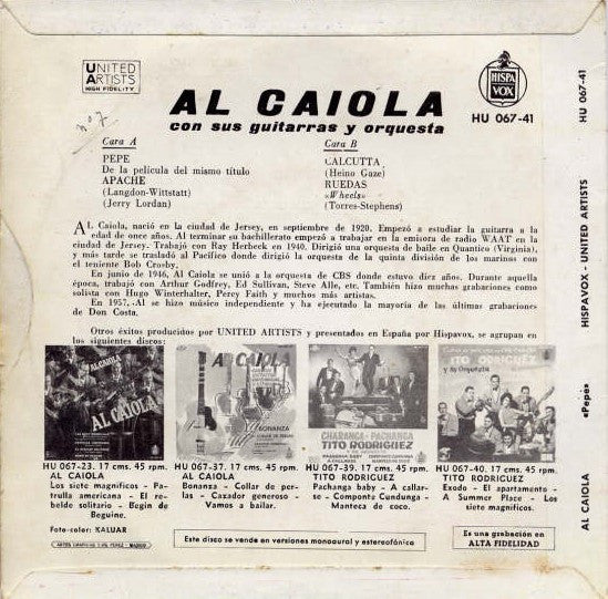 Pepe / Apache / Calcutta / Ruedas by Al Caiola And His Orchestra ...